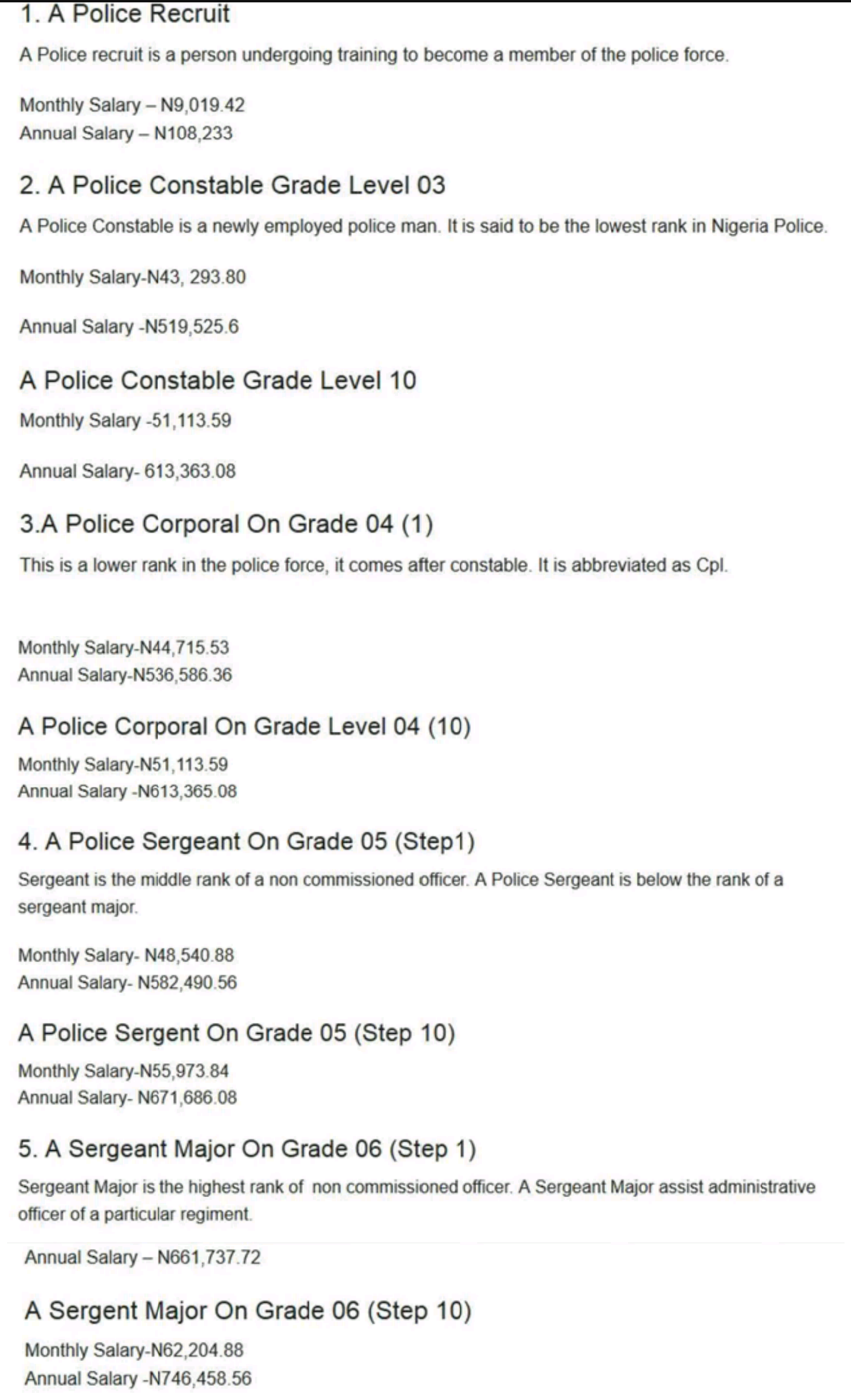 Nigerian Police Force (NPF) Salary by ranks (Full list) - Loadedvilla